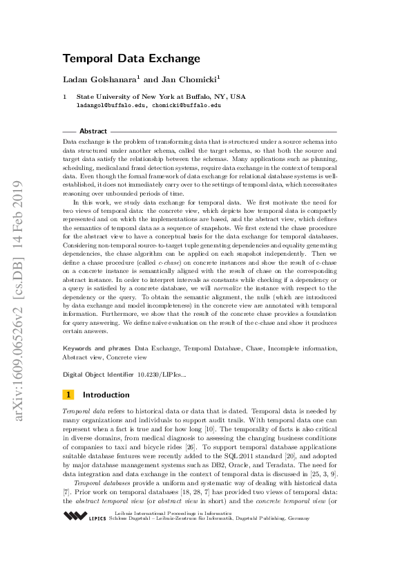 (PDF) Temporal Data Exchange | Ladan Golshanara - Academia.edu