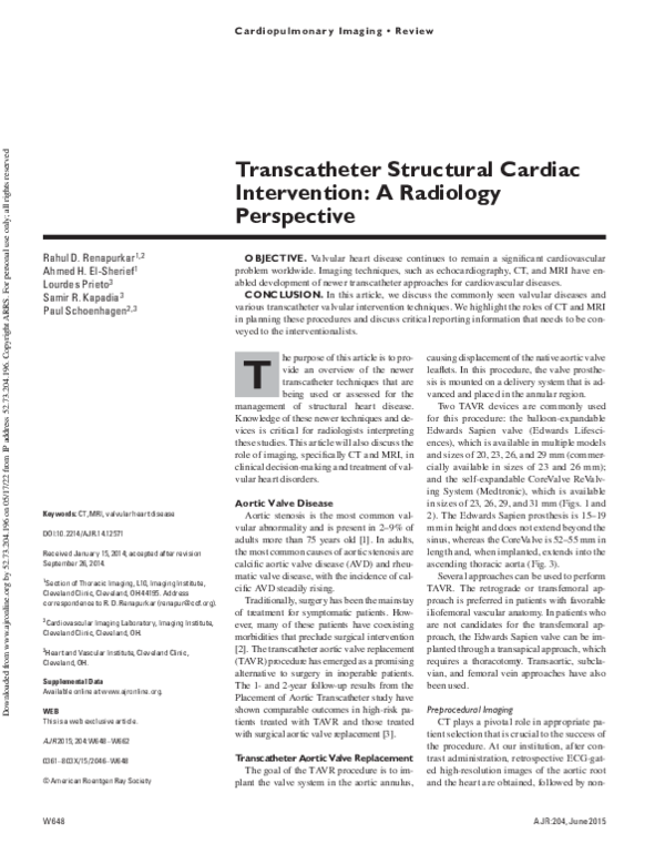 (PDF) Transcatheter structural cardiac intervention: a radiology ...