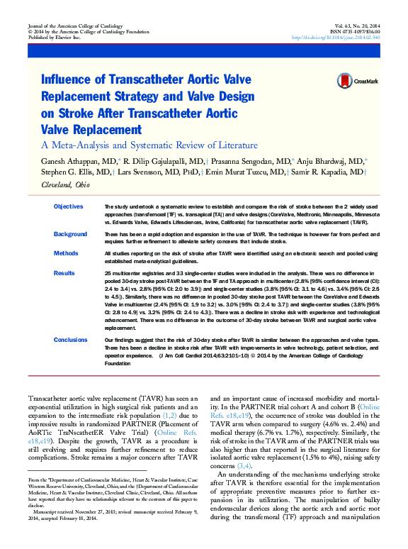 (PDF) Influence of Transcatheter Aortic Valve Replacement Strategy and Valve Design on Stroke ...