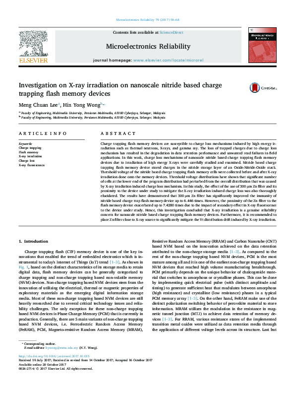 (PDF) Investigation on X-ray irradiation on nanoscale nitride based charge trapping flash memory ...