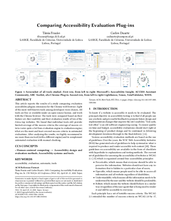 (PDF) Comparing accessibility evaluation plug-ins
