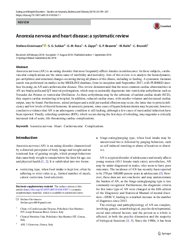 (PDF) Anorexia nervosa and heart disease: a systematic review