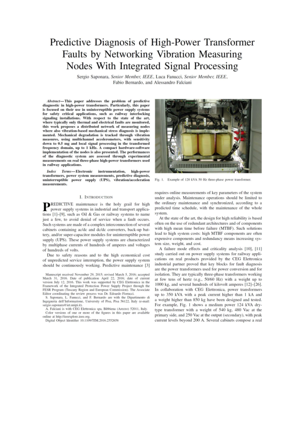 (PDF) Predictive Diagnosis of High-Power Transformer Faults by Networking Vibration Measuring ...