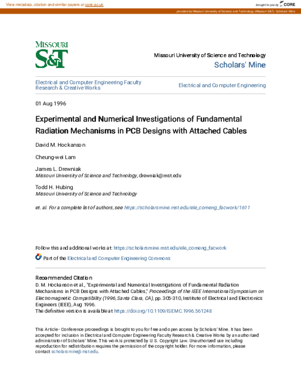 (PDF) Experimental and Numerical Investigations of Fundamental ...