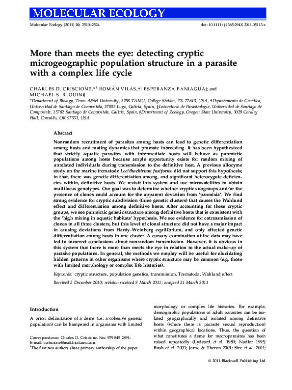 (PDF) More than meets the eye: detecting cryptic microgeographic ...
