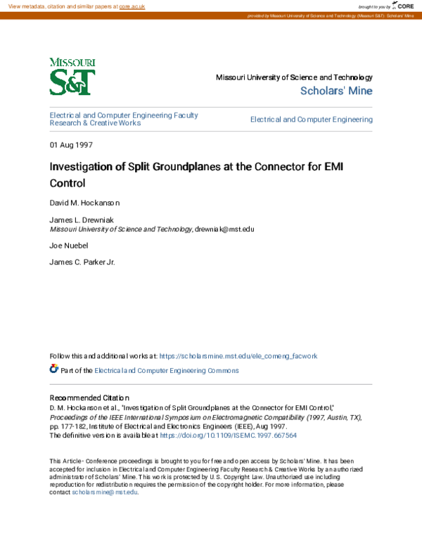 (PDF) Investigation of split groundplanes at the connector for EMI control