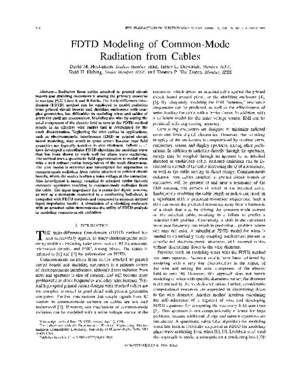 (PDF) FDTD modeling of common-mode radiation from cables