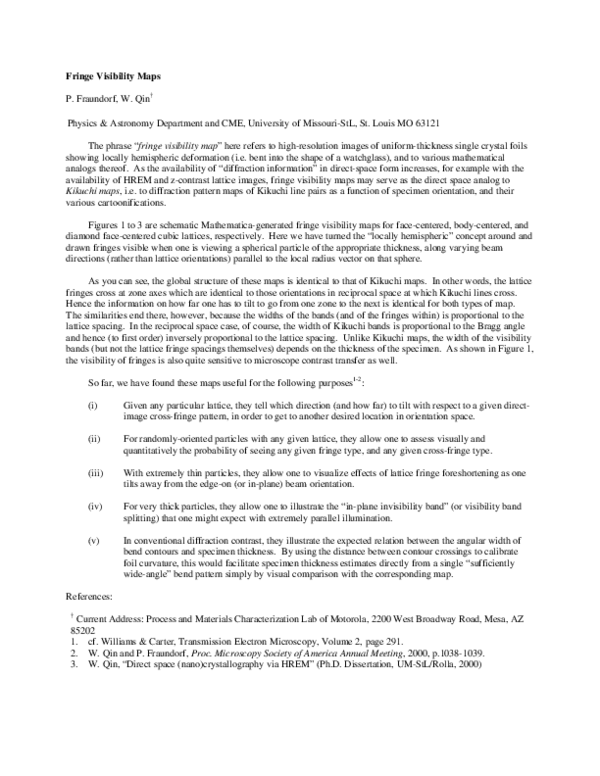 (PDF) Fringe Visibility Maps