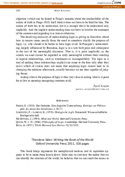 (PDF) Theodore Sider: Writing the Book of the World