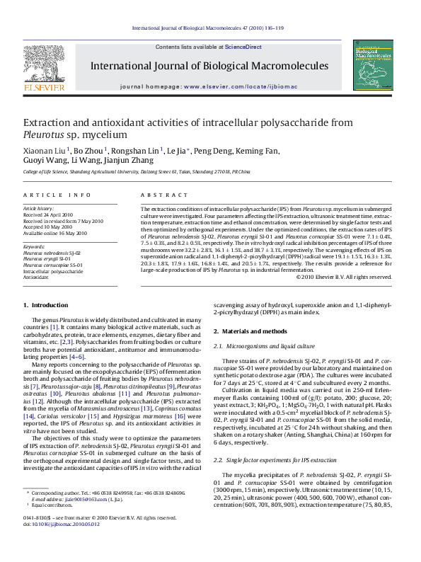 (PDF) Extraction and antioxidant activities of intracellular ...
