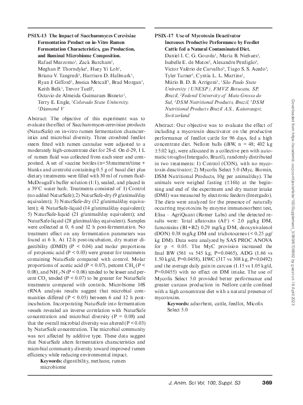 (PDF) PSIX-17 Use of Mycotoxin Deactivator Increases Productive Performance by Feedlot Cattle ...