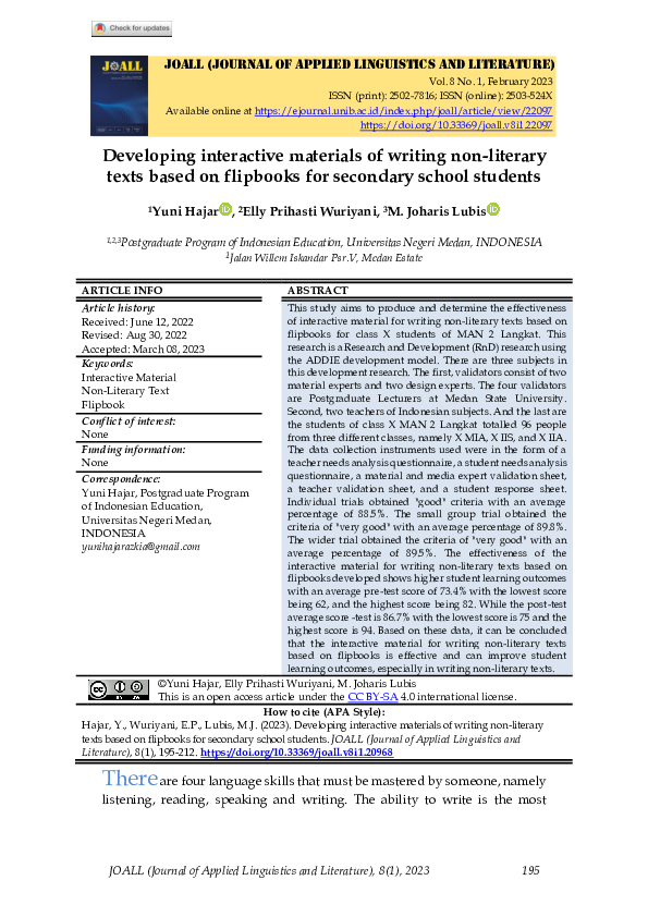 (PDF) Developing interactive materials of writing non-literary texts based on flipbooks for ...