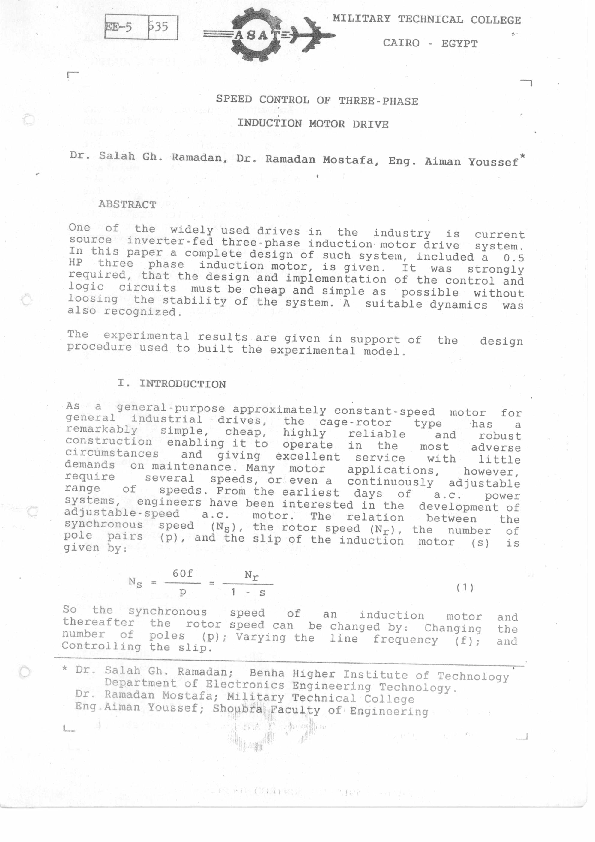 Pdf Speed Control Of Three Phase Induction Motor Drive