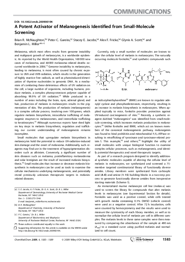 (PDF) A Potent Activator of Melanogenesis Identified from Small ...