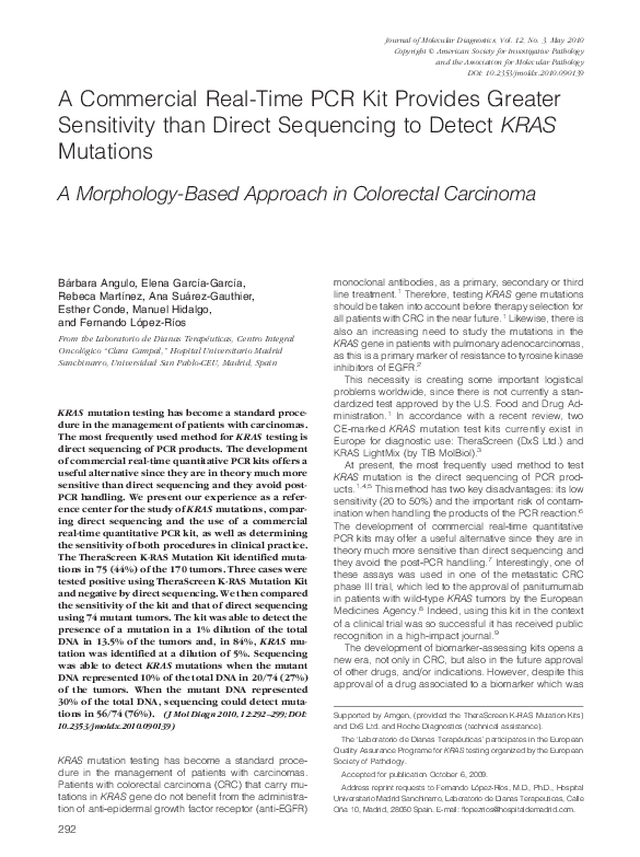A Commercial Real-Time PCR Kit Provides Greater Sensitivity than Direct ...