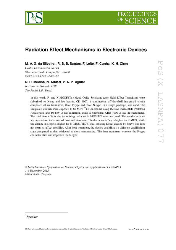 (PDF) Radiation Effect Mechanisms in Electronic Devices