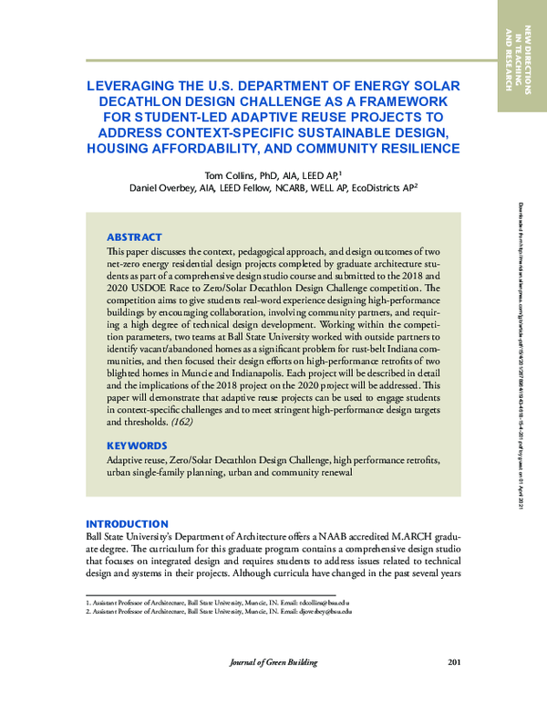 (PDF) Adaptive Reuse in Solar Decathlon Projects