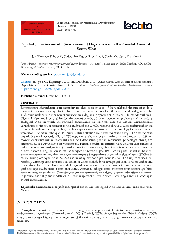 (PDF) Spatial Dimensions of Environmental Degradation in the Coastal ...