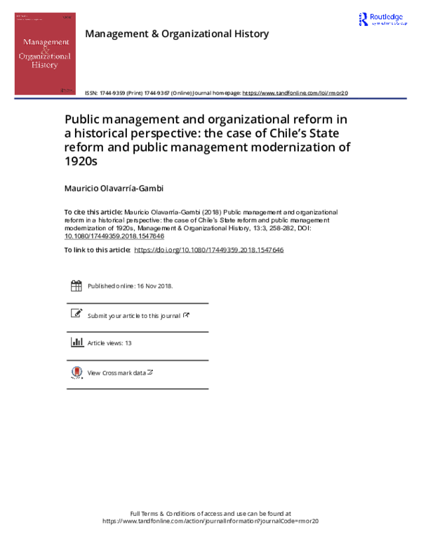 (PDF) Public management and organizational reform in a historical ...