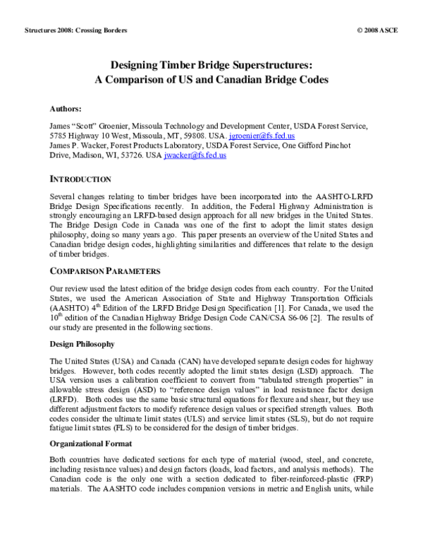 (PDF) Designing Timber Bridge Superstructures: A Comparison of US and ...