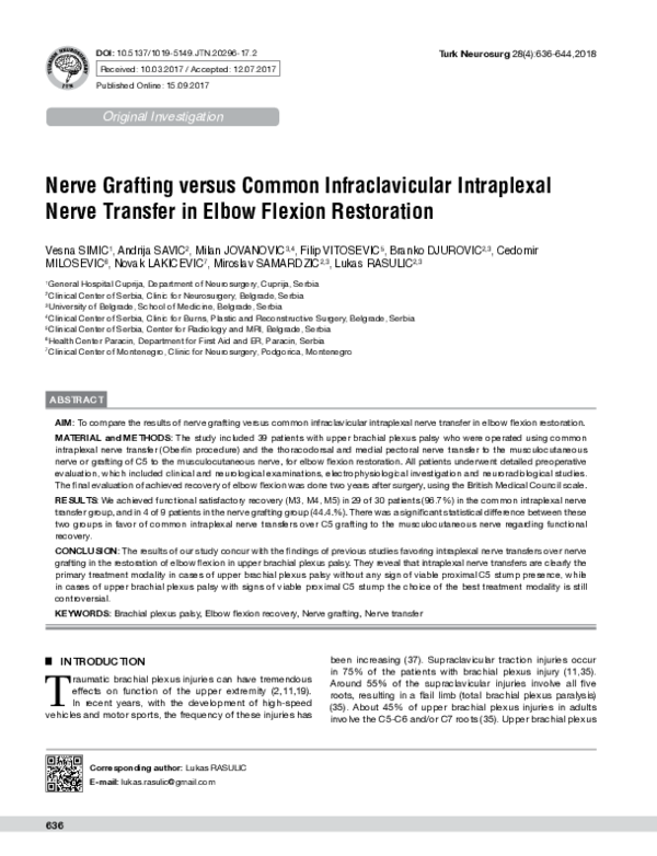 (PDF) Nerve grafting vs. common infraclavicular intraplexal nerve ...