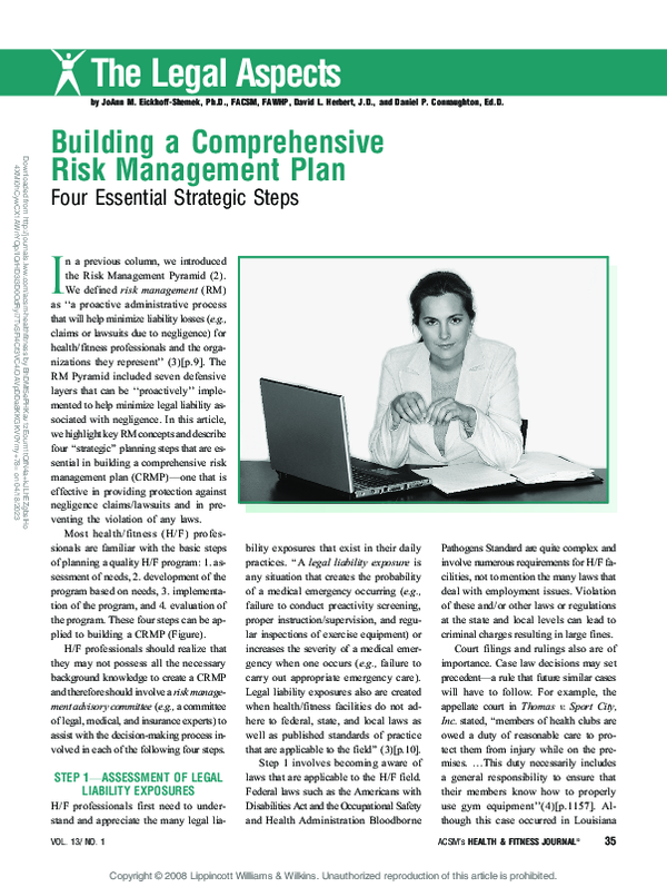 (PDF) Building a Comprehensive Risk Management Plan