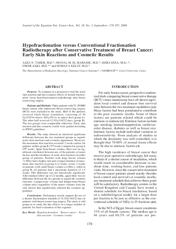(PDF) Hypofractionation versus conventional fractionation radiotherapy ...