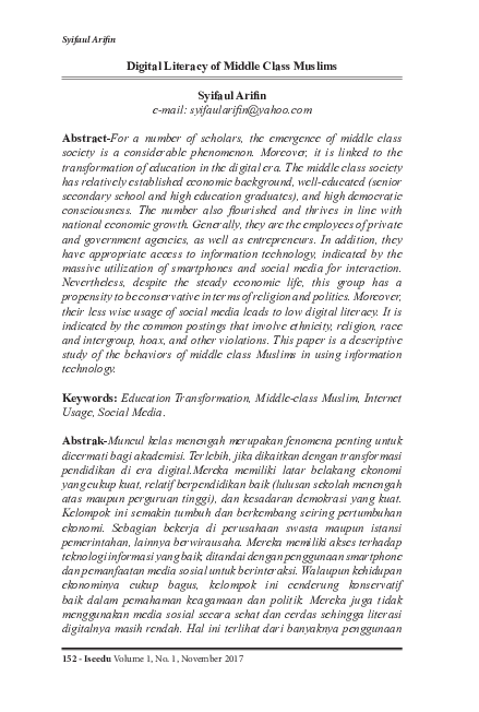 (PDF) Digital Literacy of Middle Class Muslims