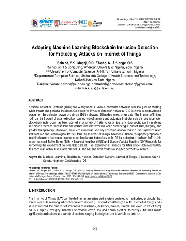 (PDF) Adopting Machine Learning Blockchain Intrusion Detection for Protecting Attacks on ...