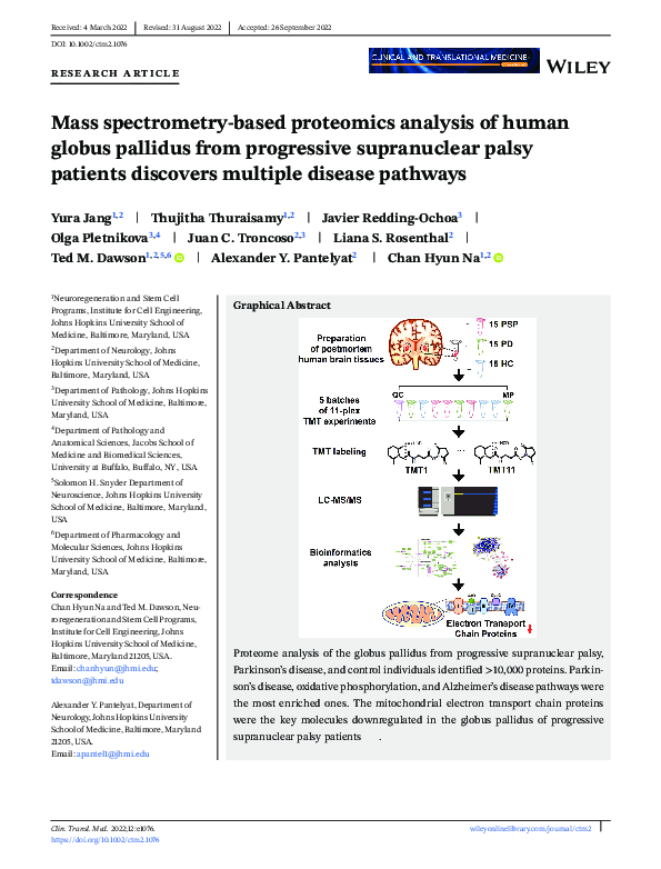 (PDF) Mass spectrometry‐based proteomics analysis of human globus pallidus from progressive ...
