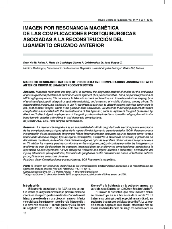 (PDF) Imagen por resonancia magnética de las complicaciones postquirúrgicas asociadas a la ...