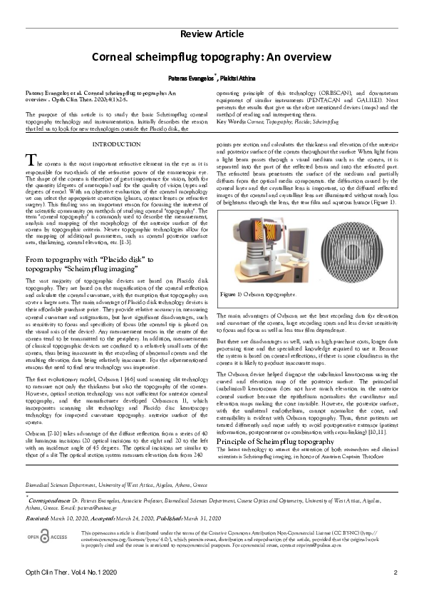 (PDF) Corneal scheimpflug topography: An overview