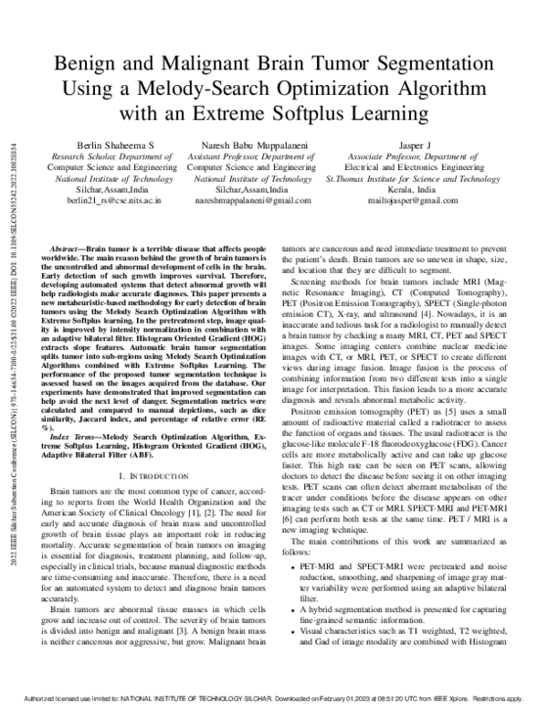 (PDF) Benign and Malignant Brain Tumor Segmentation Using a Melody-Search Optimization Algorithm ...