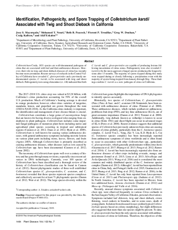 (PDF) Identification, Pathogenicity, and Spore Trapping of ...