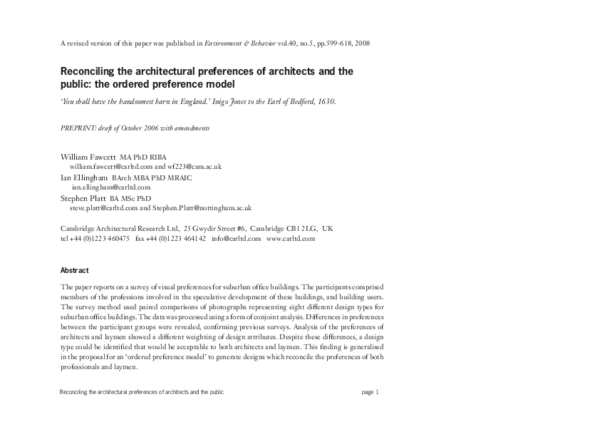 (PDF) Reconciling the Architectural Preferences of Architects and the Public