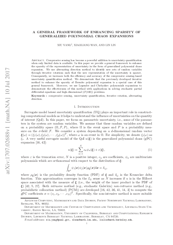 (PDF) A General Framework for Enhancing Sparsity of Generalized Polynomial Chaos Expansions