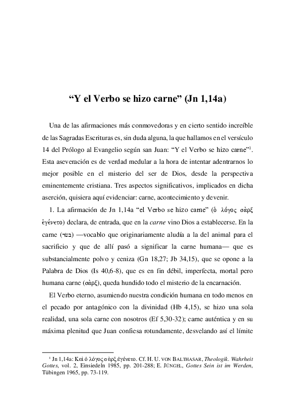 (PDF) "Y el Verbo se hizo carne" (Jn 1,14a