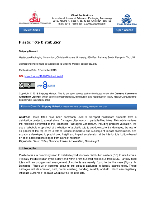 (PDF) Plastic Tote Distribution