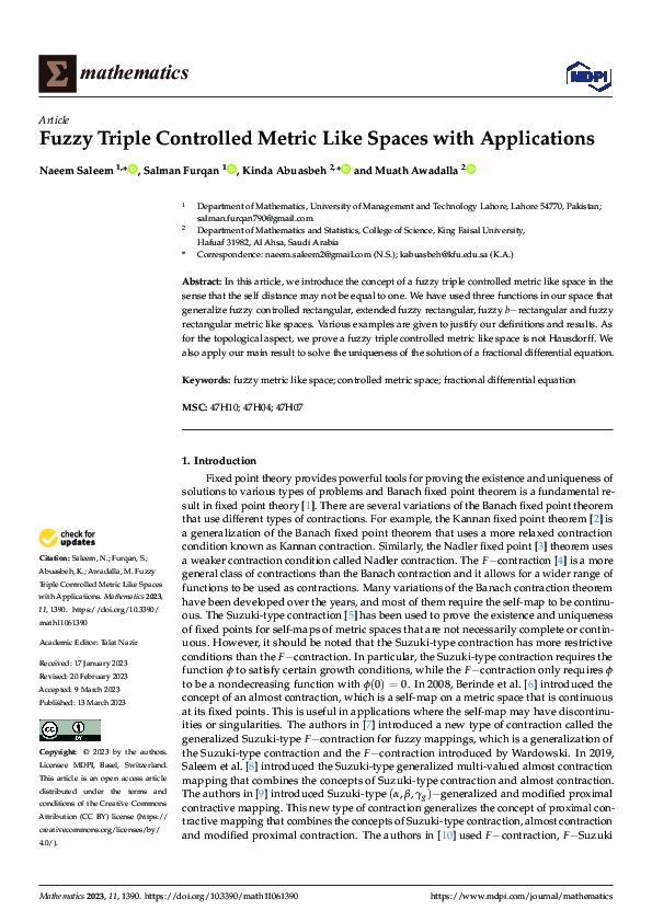 (PDF) Fuzzy Triple Controlled Metric like Spaces with Applications