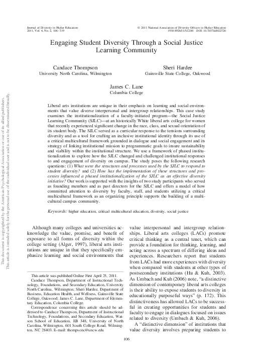 (PDF) Engaging student diversity through a Social Justice Learning ...