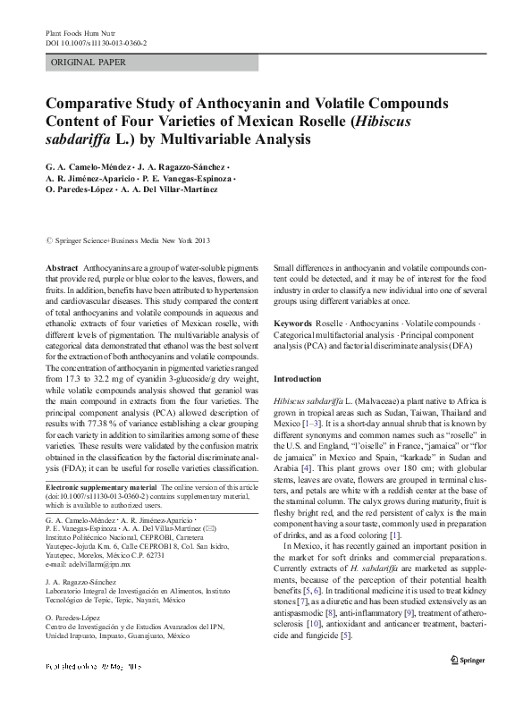 (PDF) Comparative Study of Anthocyanin and Volatile Compounds Content of Four Varieties of ...