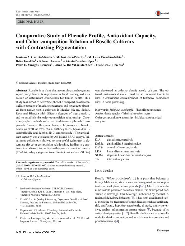 (PDF) Comparative Study of Phenolic Profile, Antioxidant Capacity, and Color-composition ...