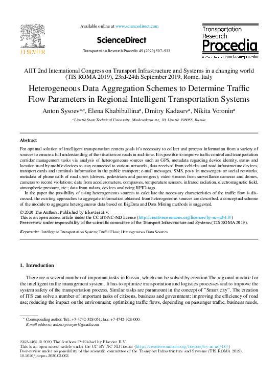 Pdf Heterogeneous Data Aggregation Schemes To Determine Traffic Flow