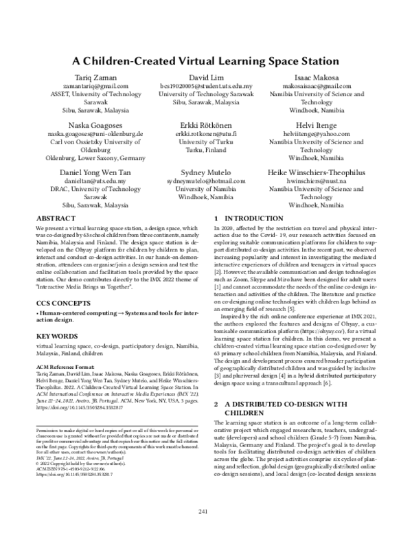 (PDF) A Children-Created Virtual Learning Space Station