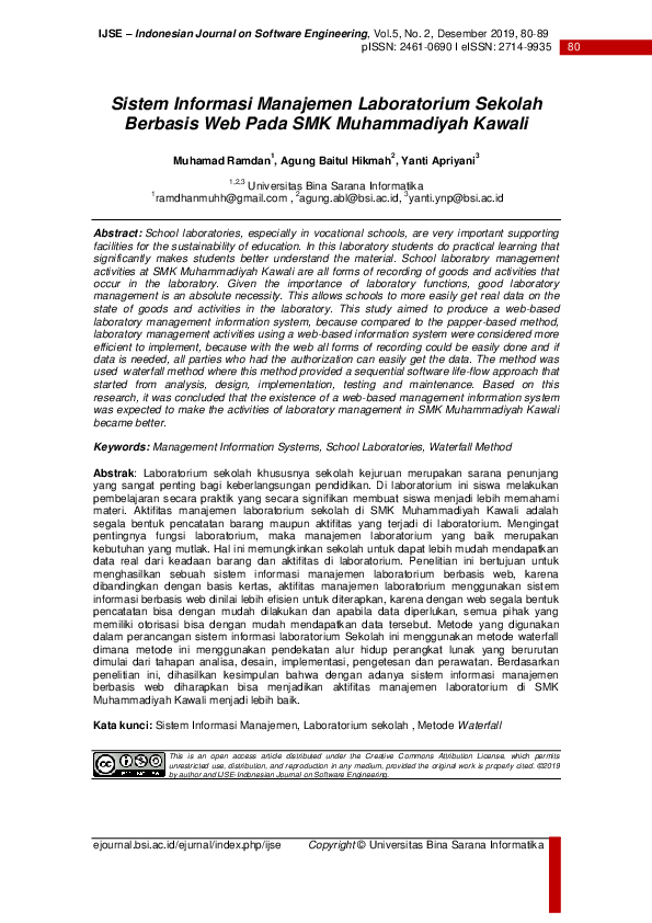 (PDF) Sistem Informasi Manajemen Laboratorium Sekolah Berbasis Web Pada SMK Muhammadiyah Kawali