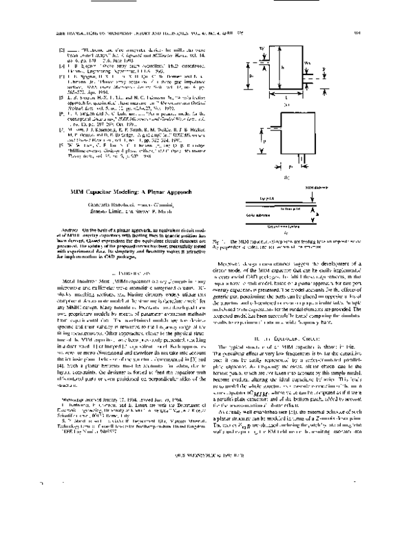 (PDF) MIM capacitor modeling: a planar approach
