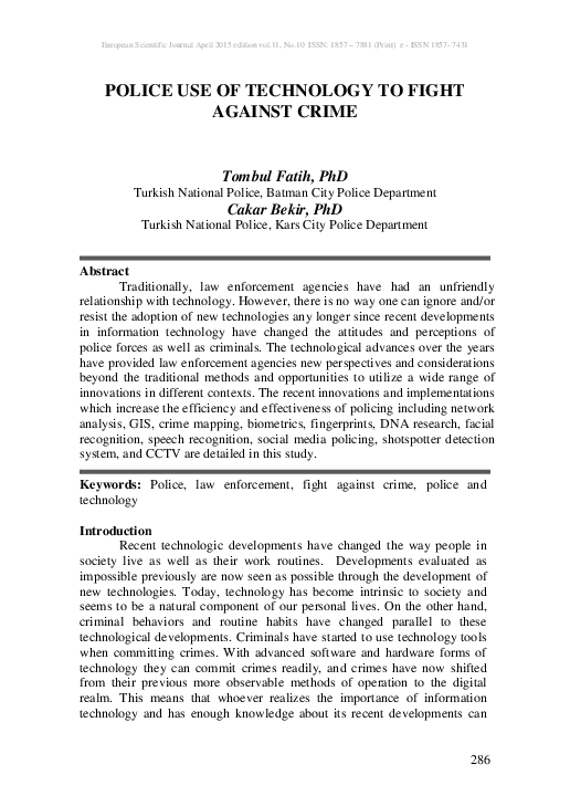 (PDF) Police Use of Technology to Fight Against Crime