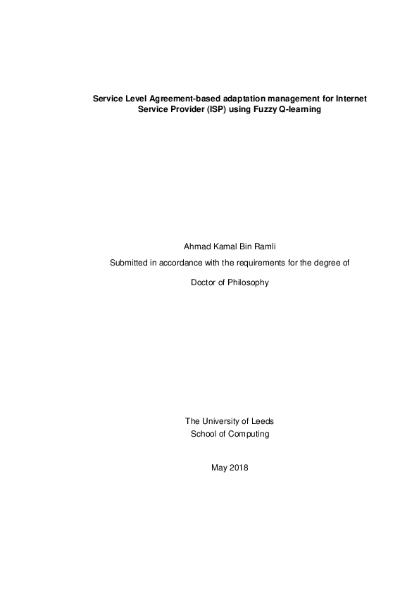 (PDF) Service Level Agreement-based adaptation management for Internet ...