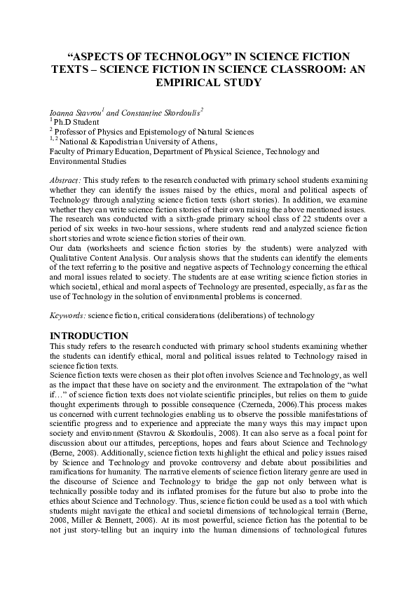 (PDF) “Aspects of Technology” in Science Fiction Texts–Science Fiction ...