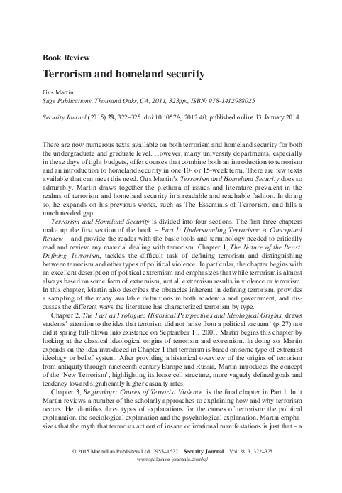 (PDF) Terrorism and homeland security